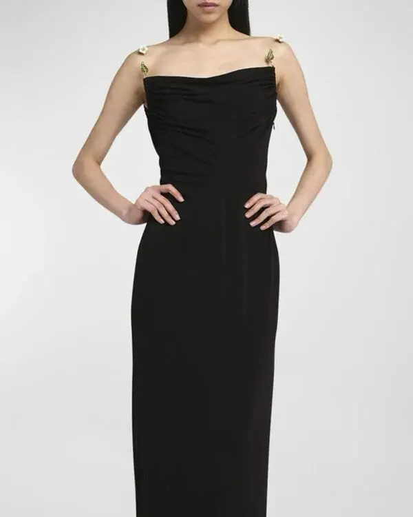 Bottega Veneta Matte Crepe Jersey Midi Dress - Nero