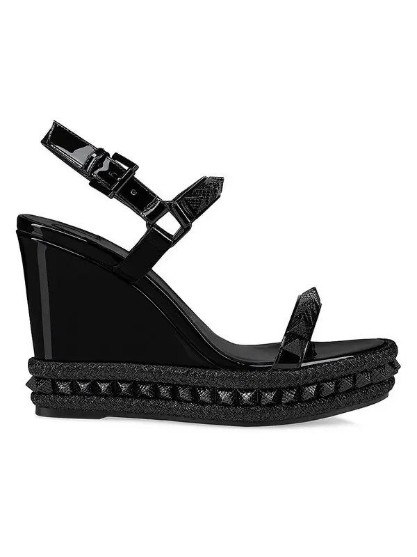 CHRISTIAN LOUBOUTIN Pyraclou 110mm Patent Leather Wedges - Black