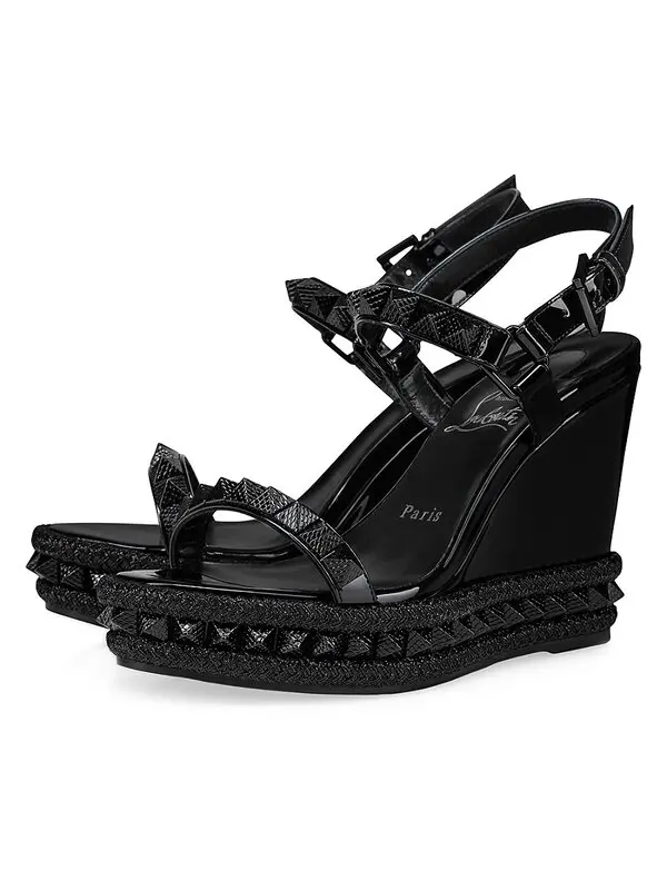 CHRISTIAN LOUBOUTIN Pyraclou 110mm Patent Leather Wedges - Black