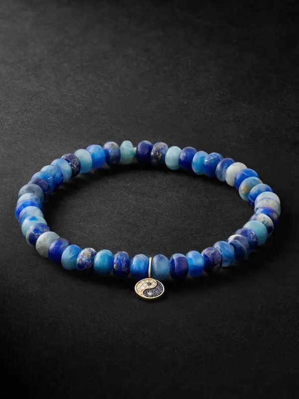 SYDNEY EVAN Small Yin Yang Multi-stone Beaded Bracelet - Blue