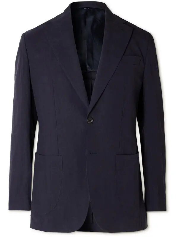 Thom Sweeney Unstructured Linen Suit Jacket - Blue