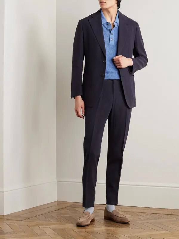 Thom Sweeney Unstructured Linen Suit Jacket - Blue