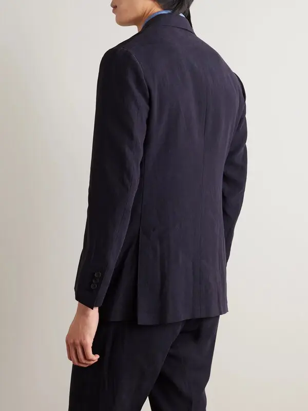 Thom Sweeney Unstructured Linen Suit Jacket - Blue