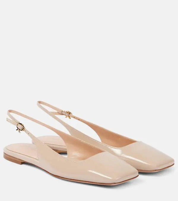 GIANVITO ROSSI Patent Leather Ballet Flats - Neutrals