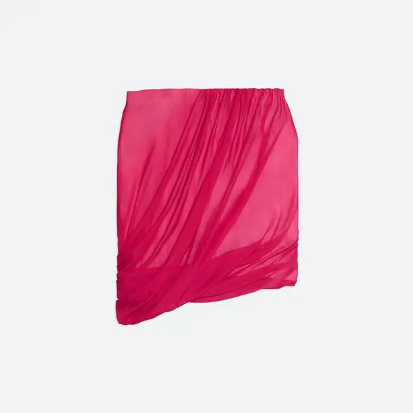Helmut Lang Silk Bubble Mini Skirt - Fuchsia