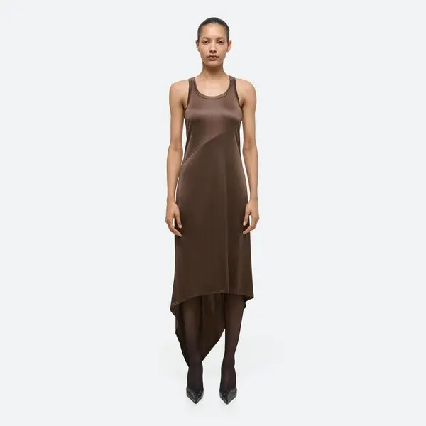 Helmut Lang Jersey Scarf Hem Tank Dress - Mushroom