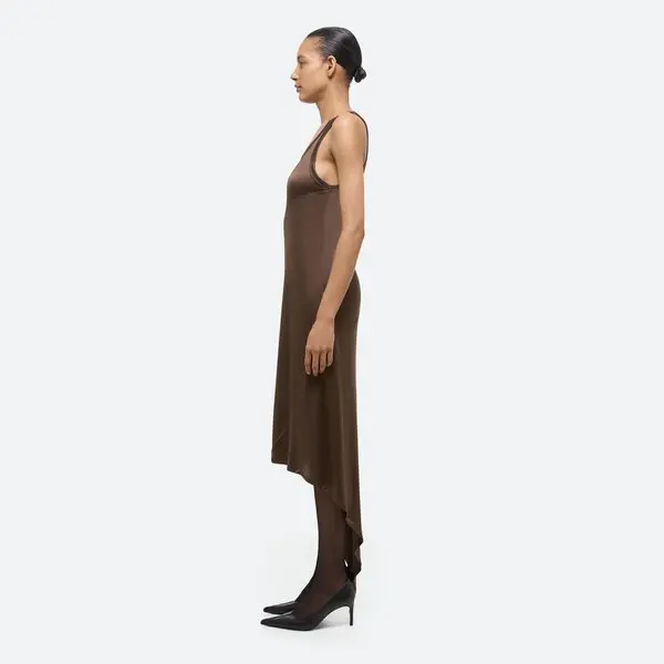 Helmut Lang Jersey Scarf Hem Tank Dress - Mushroom