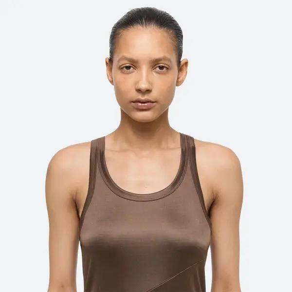 Helmut Lang Jersey Scarf Hem Tank Dress - Mushroom