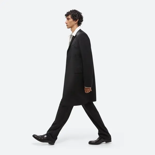 Helmut Lang Virgin Wool Tuxedo Car Coat