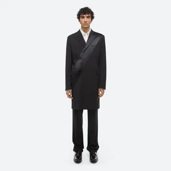 Helmut Lang Virgin Wool Tuxedo Car Coat