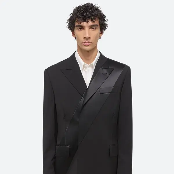 Helmut Lang Virgin Wool Tuxedo Car Coat