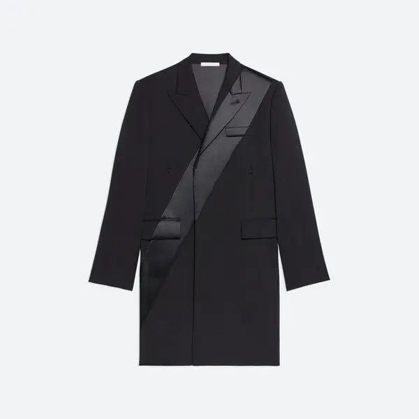 Helmut Lang Virgin Wool Tuxedo Car Coat
