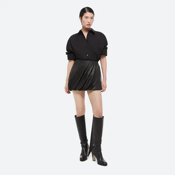 Helmut Lang Leather Bubble Mini Skirt