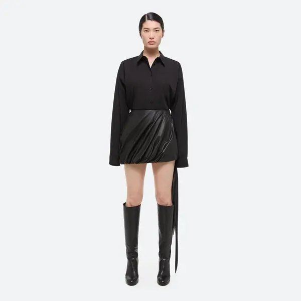 Helmut Lang Leather Bubble Mini Skirt