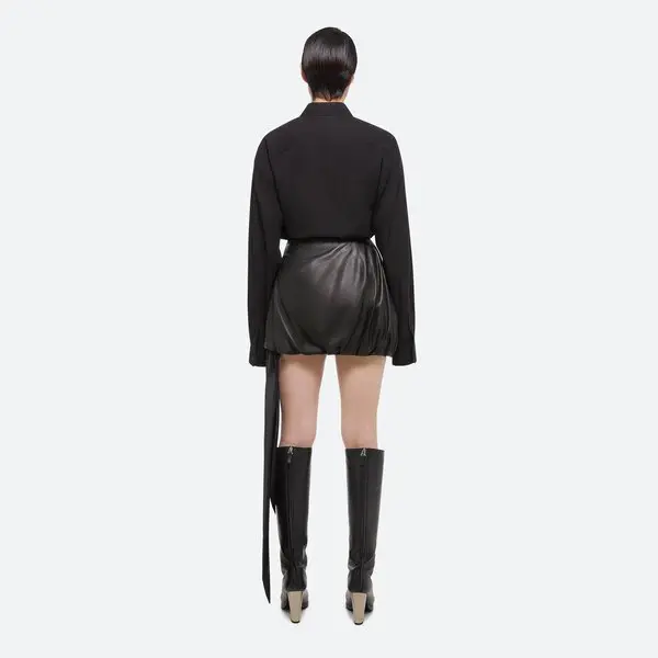 Helmut Lang Leather Bubble Mini Skirt