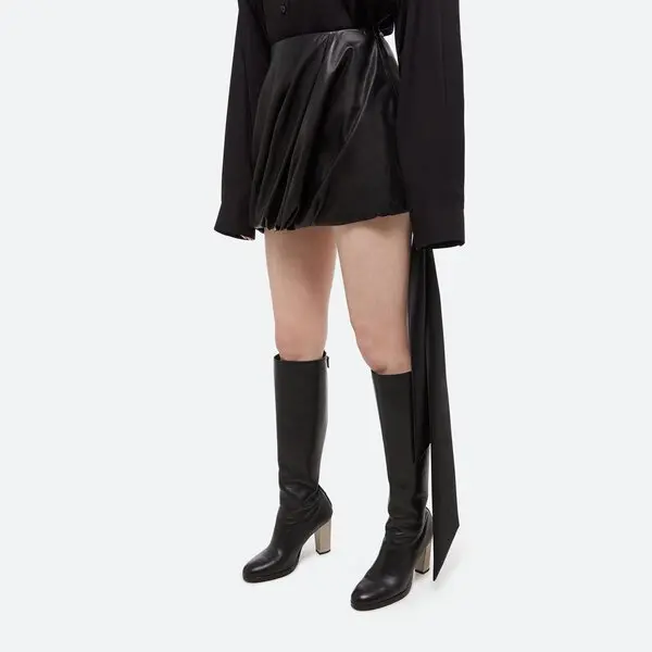 Helmut Lang Leather Bubble Mini Skirt