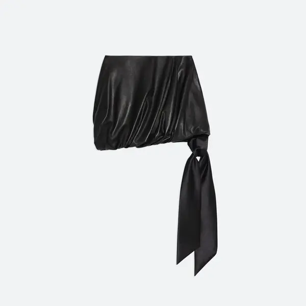 Helmut Lang Leather Bubble Mini Skirt