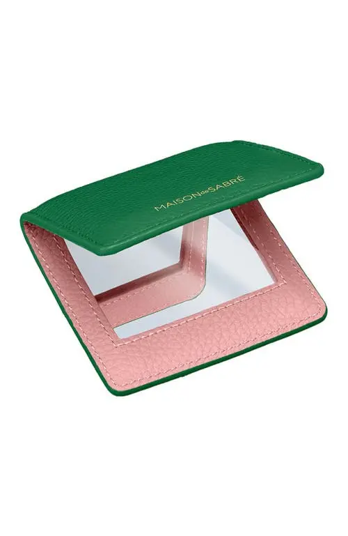 MAISON DE SABRE Leather Compact Mirror - Emerald Lily