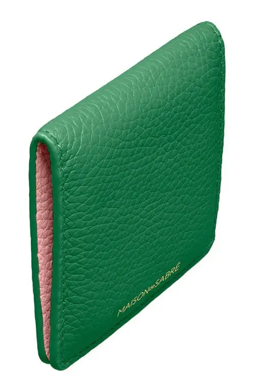 MAISON DE SABRE Leather Compact Mirror - Emerald Lily