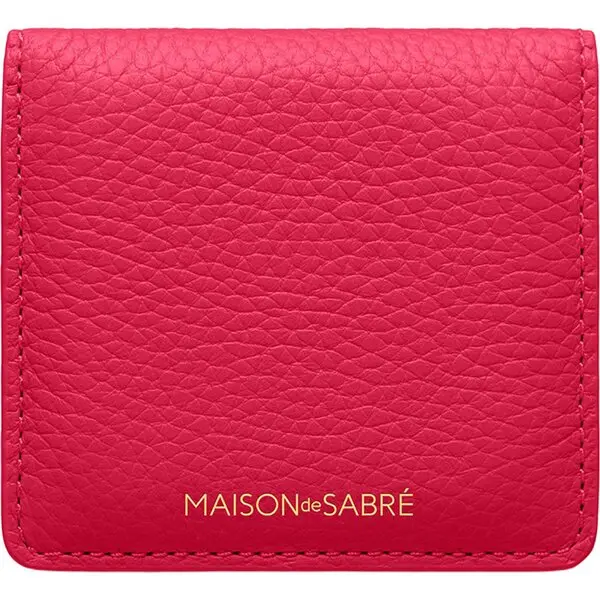 MAISON DE SABRE Leather Compact Mirror - Fuchsia Lavender