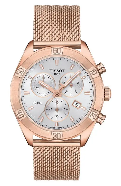 TISSOT Pr 100 Sport Chic Chronograph Watch - Rose Gold/silver/rose Gold