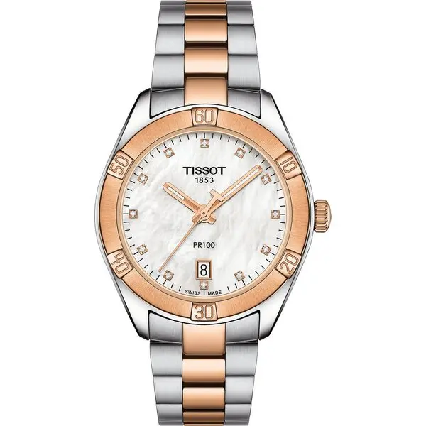 TISSOT T-classic Pr 100 Bracelet Watch - Silver/mop/rose Gold