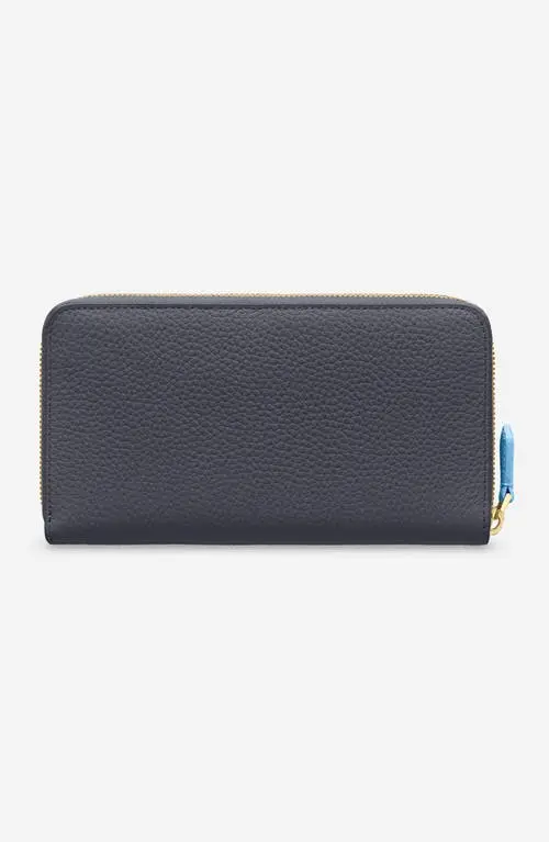MAISON DE SABRE Long Leather Zip Wallet - Graphite Sky