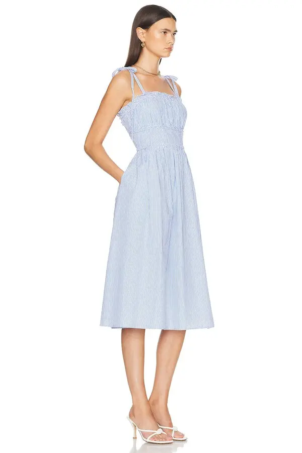 Ralph Lauren Tie Strap Midi Dress In Blue & White - 44% Off | Editorialist