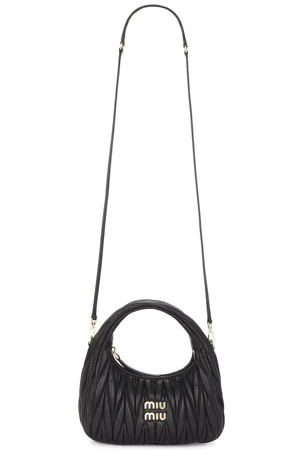 Miu Miu Camoscio Shearling Wander Bag - Nero