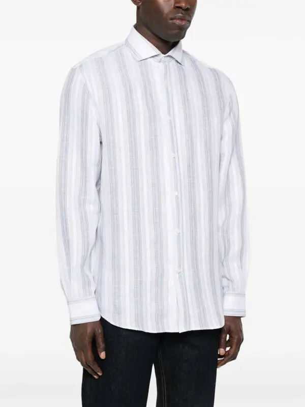 Brunello Cucinelli Striped Linen Shirt - White