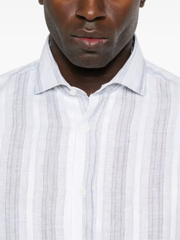 Brunello Cucinelli Striped Linen Shirt - White