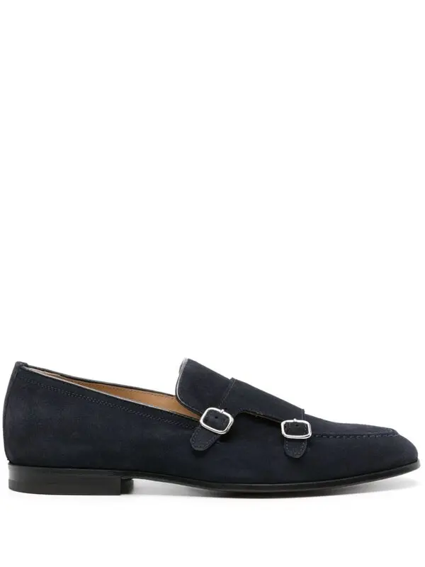 SCAROSSO Ernesto Suede Monk Shoes - Blue