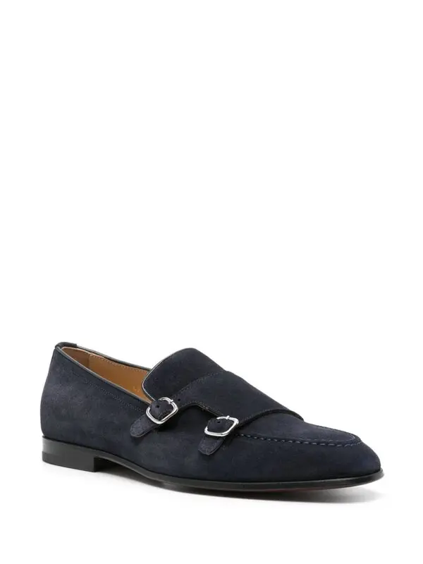 SCAROSSO Ernesto Suede Monk Shoes - Blue