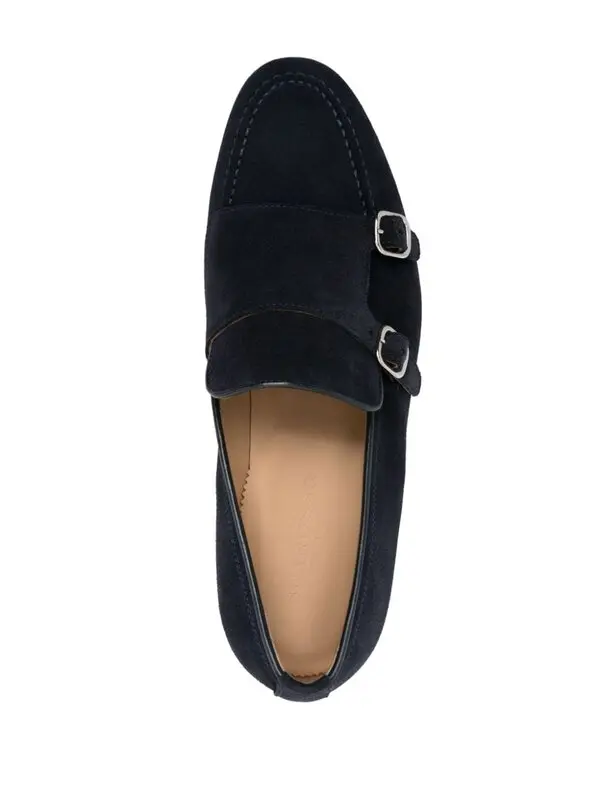 SCAROSSO Ernesto Suede Monk Shoes - Blue