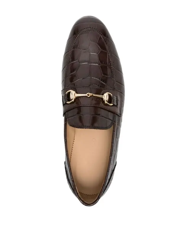SCAROSSO Alessandro Embossed Crocodile Loafers - Brown