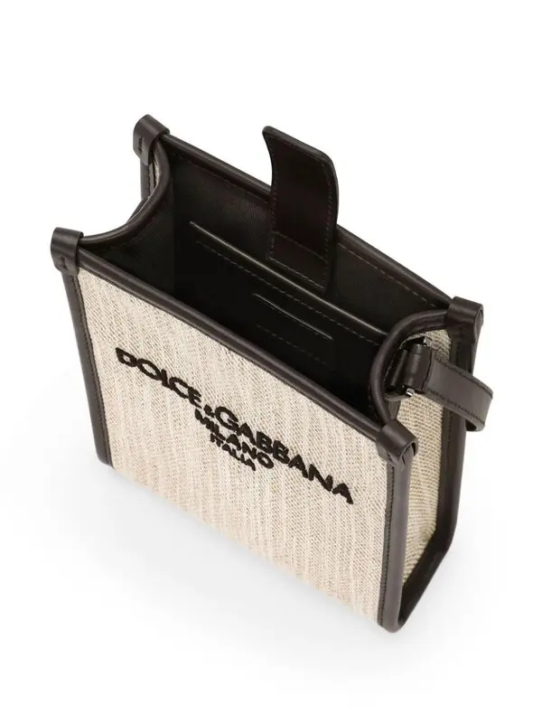 Dolce & Gabbana Logo-embroidered Canvas Shoulder Bag - Neutrals