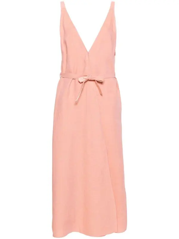 FORTE_FORTE Belted Linen Wrap Dress