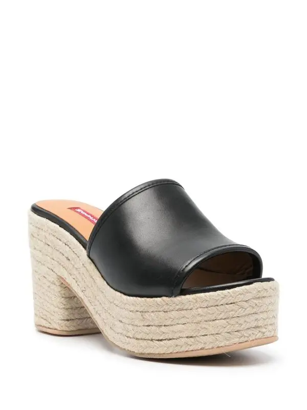 Moschino Leather Espadrilles - Black