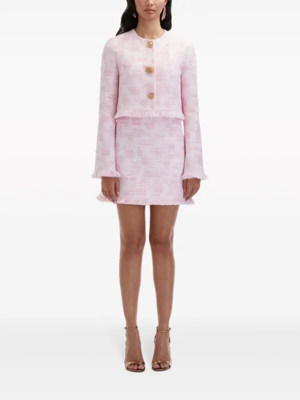 Oscar De La Renta Textured Tweed Cropped Jacket