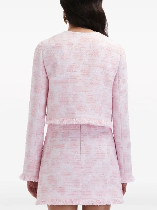 Oscar De La Renta Textured Tweed Cropped Jacket
