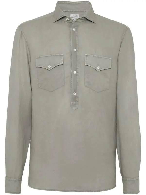 Brunello Cucinelli Spread-collar Long-sleeve Shirt
