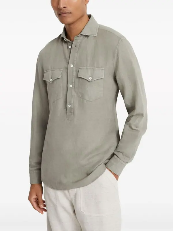 Brunello Cucinelli Spread-collar Long-sleeve Shirt