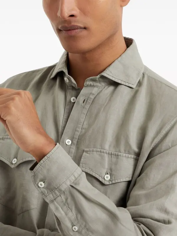 Brunello Cucinelli Spread-collar Long-sleeve Shirt