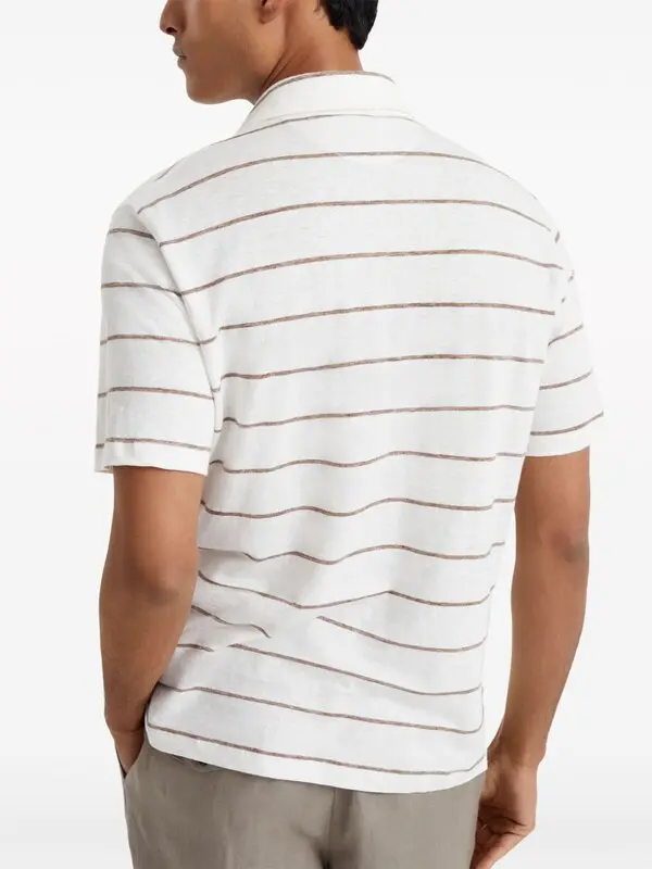 Brunello Cucinelli Striped Linen-cotton Polo Shirt