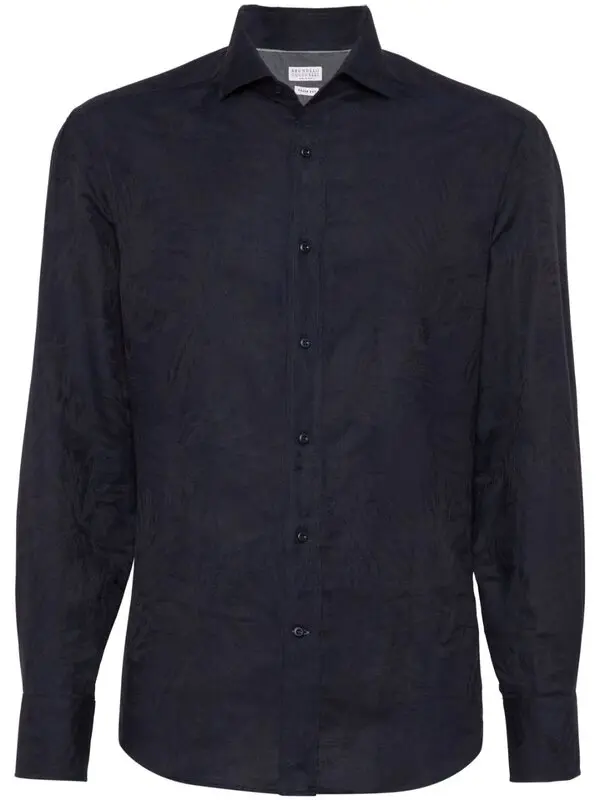 Brunello Cucinelli Patterned-jacquard Long-sleeve Shirt
