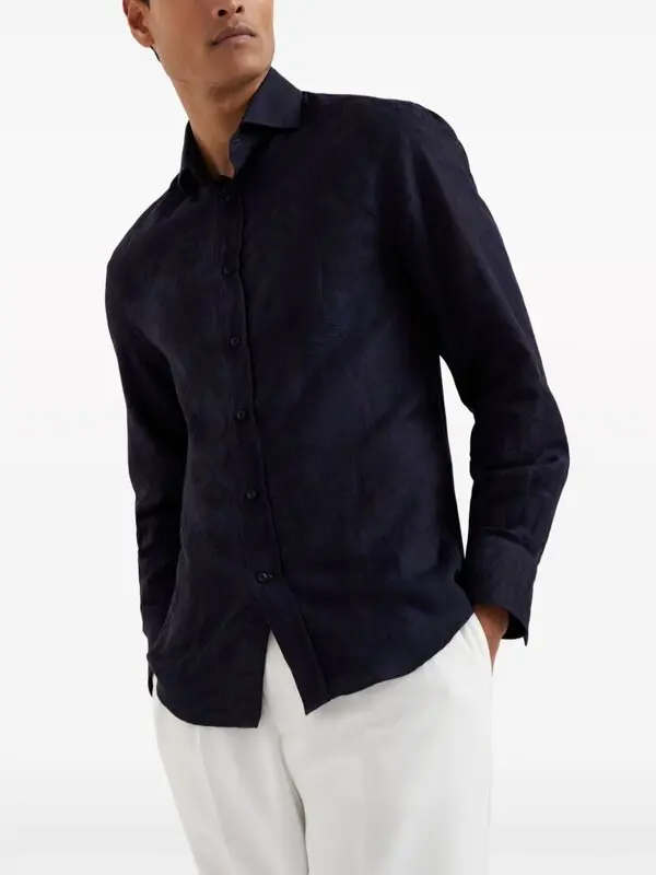 Brunello Cucinelli Patterned-jacquard Long-sleeve Shirt