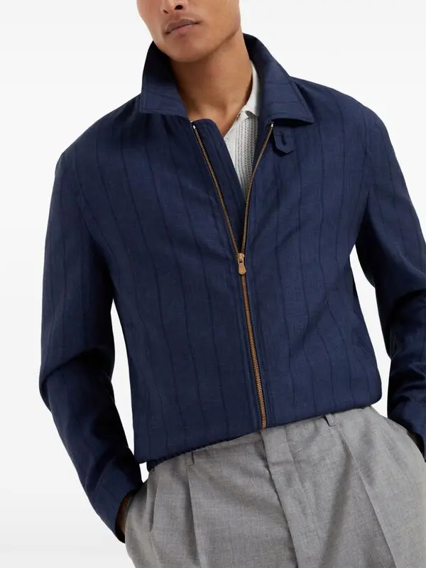 Brunello Cucinelli Striped Zip-up Jacket