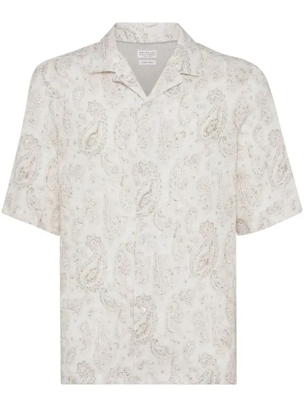 Brunello Cucinelli Paisley-print Linen Shirt