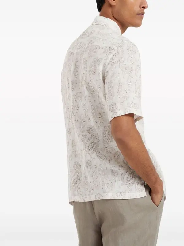 Brunello Cucinelli Paisley-print Linen Shirt