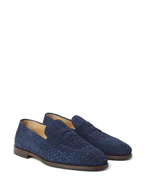 Brunello Cucinelli Woven Suede Loafers - Blue